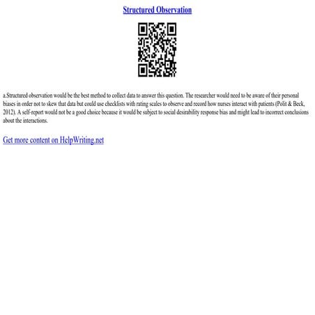 Structured Observation | PDF