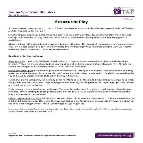 TAP Tip Sheet - Structured Play | PDF | Parenting Babies and Toddlers ...