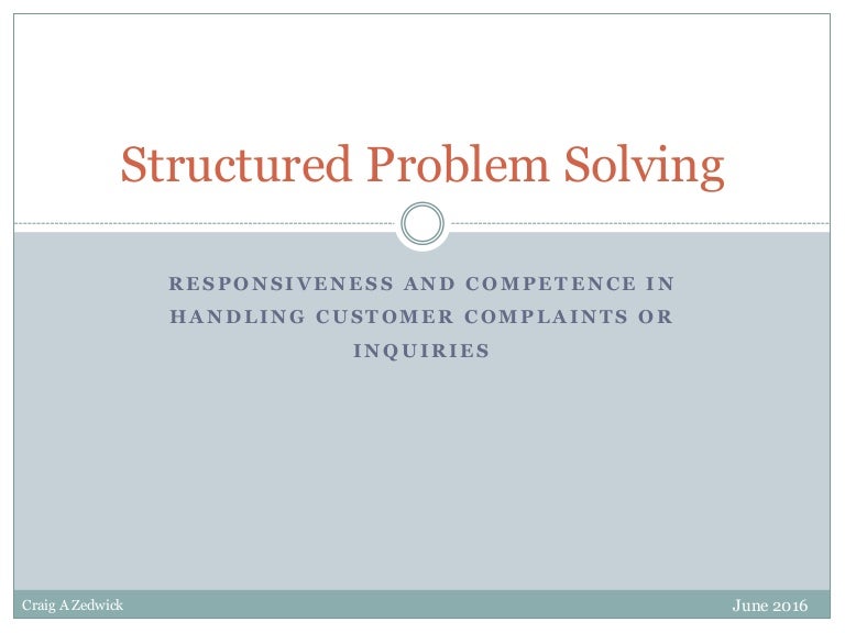Structured problem solving - training package Structured problem solving - training package