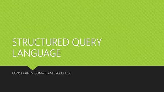 Structured Query Language Functions Ppt