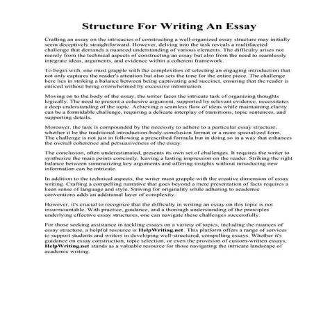 Structure For Writing An Essay | PDF