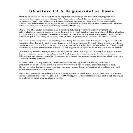 Structure Of A Argumentative Essay. Argumentative Essay Structure | PDF