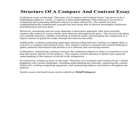 Structure Of A Compare And Contrast Essay | PDF