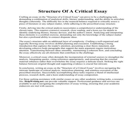 Structure Of A Critical Essay | PDF