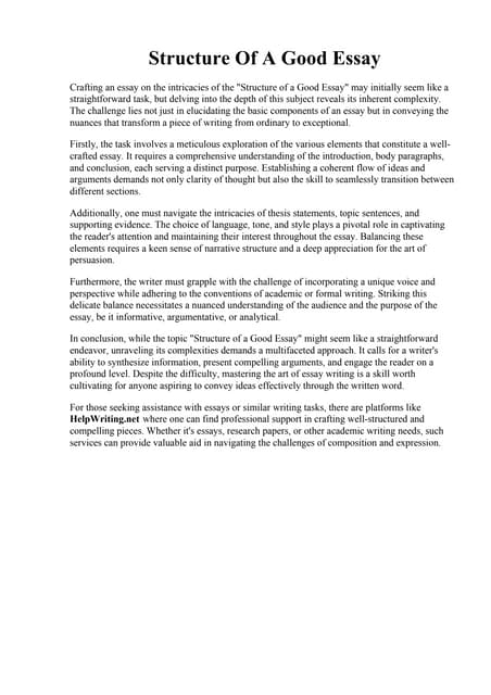 Structure Of A Good Essay Pdf