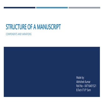 Structure of a Manuscript including differences | PPT