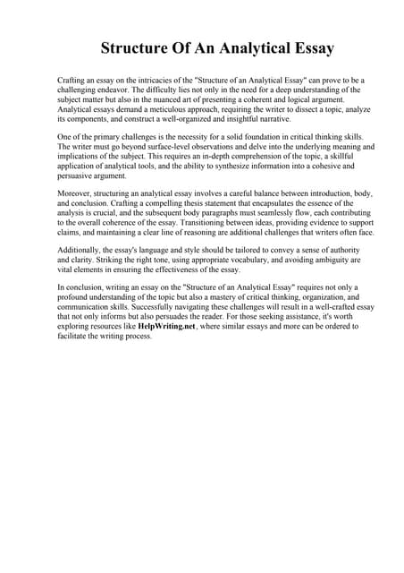 Structure Of An Analytical Essay Pdf Education