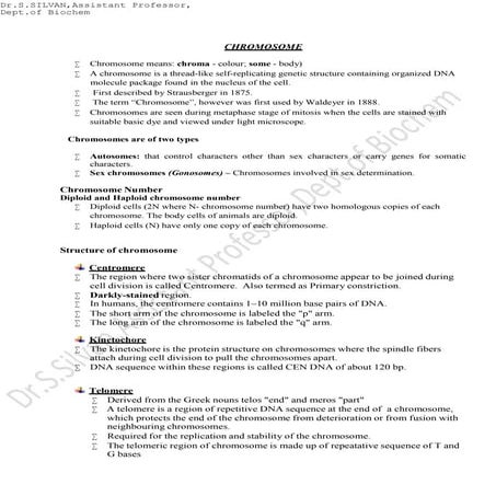 Structure of chromosome | PDF