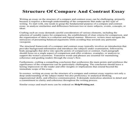 Structure Of Compare And Contrast Essay | PDF