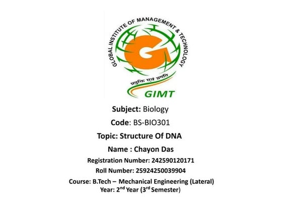 DNA structure and types | PPTX | Chemistry | Science