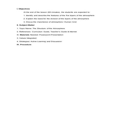 Detailed Lesson Plan - Earth's Atmosphere | DOCX