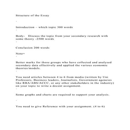Structure of the Essay·Introduction – which topic 300 words.docx