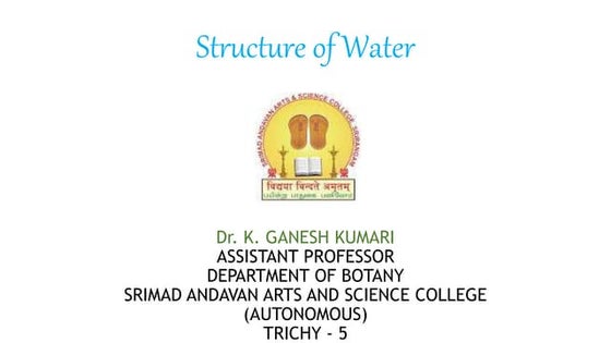 Water- Biochemistry | PPT