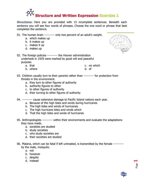 Structure & Written Expression Practice 4 | PDF