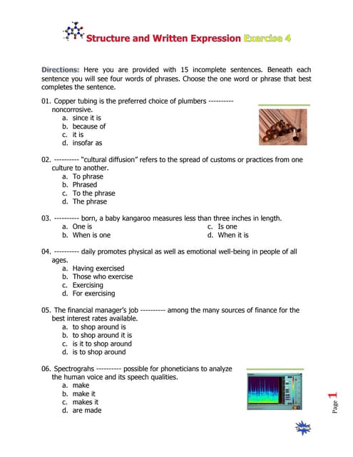 Structure & Written Expression Practice 5 | PDF