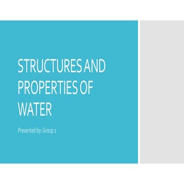 Structure and properties of water and chemical properties of water ...