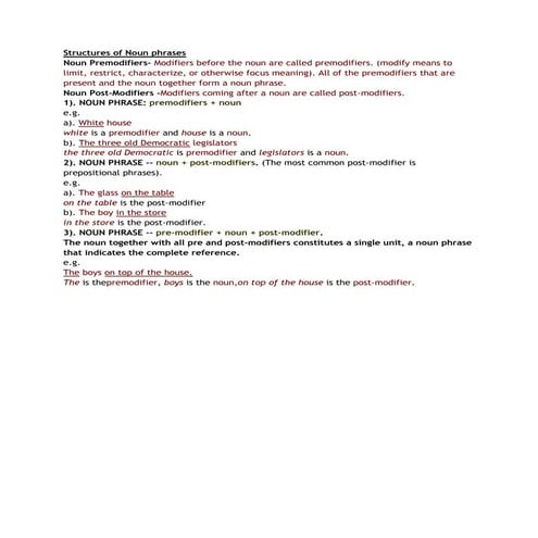 Structures of noun phrases | PDF