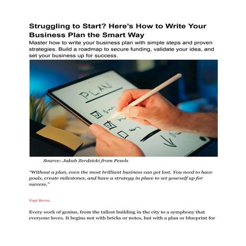 Struggling to Start_ Here’s How to Write Your Business Plan the Smart ...