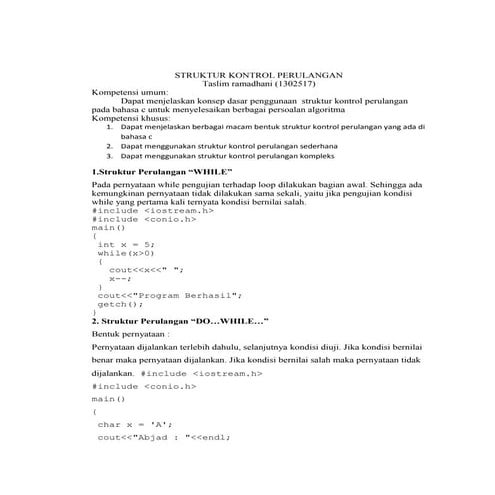 Struktur kontrol perulangan | PDF