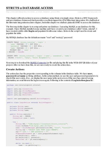 Struts 2 Database Access Ppt 5551
