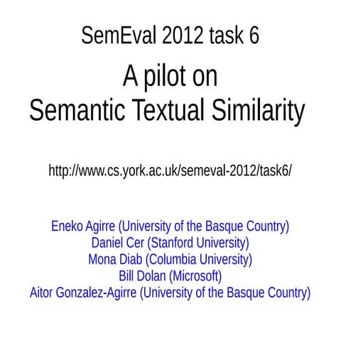 A Pilot On Semantic Textual Similarity Ppt