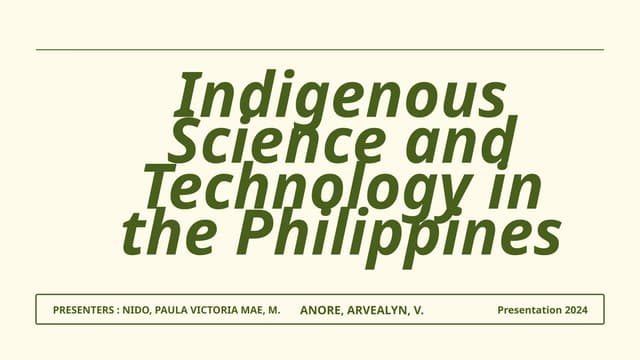 Indigenous Science and Technology in the Philippines | PDF
