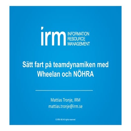 Teamdynamik med Wheelan och NÖHRA | PDF