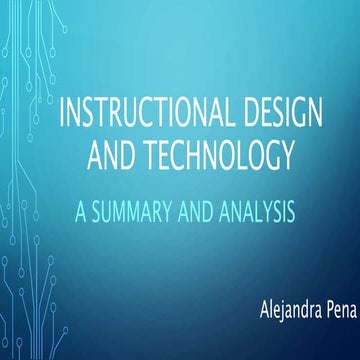 Instructional Design and Technology: A Summary and Analysis | PPT