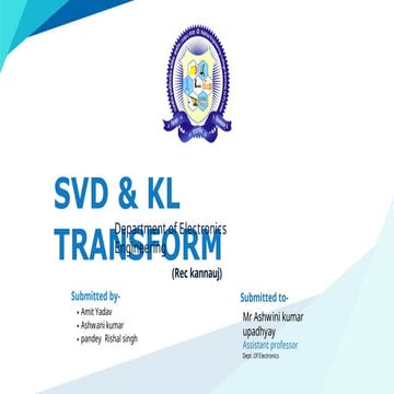 SVD & KL Transform to remove at strong power | PPTX