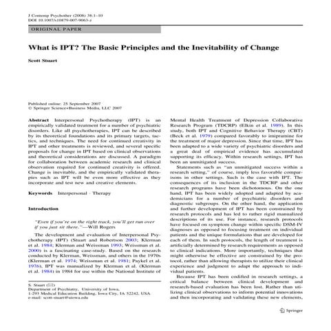 What is IPT? (Stuart, 2008) | PDF