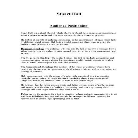 Stuart Hall Theory | DOCX