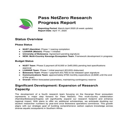 Student Advancement Report March-April 2025 | Pass NetZero | PDF