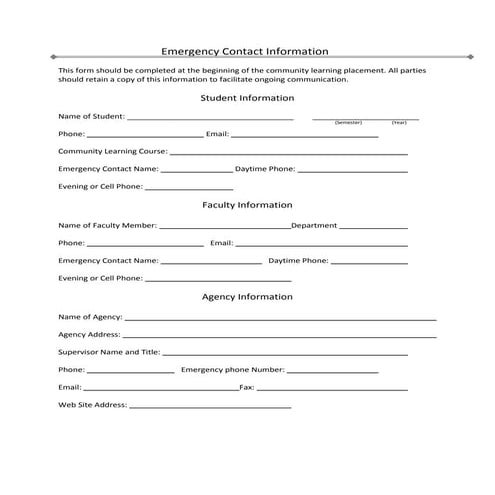Student Emergency Contact Information | DOCX | Technology & Computing