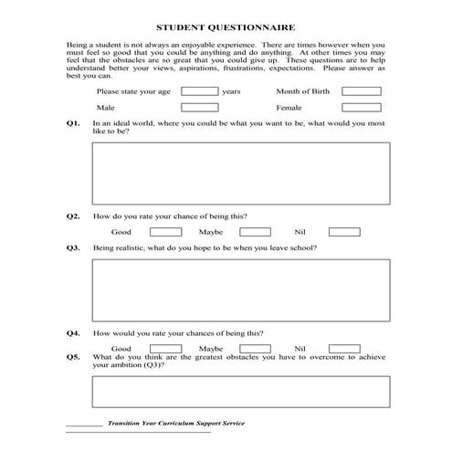 TY Student end of year evaluation | DOC