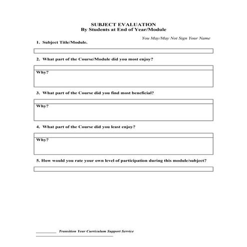 Student subject evaluation | DOC