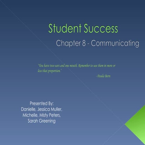 Student Success Chapter 8 Communicating | PPT