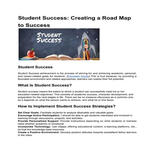 Student-Success-Creating-a-Road-Map.ppt. | PPT