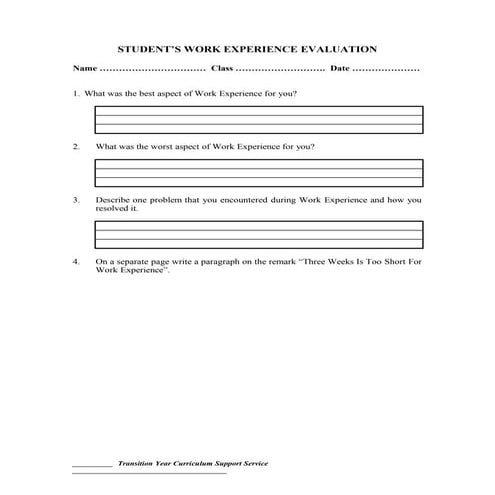 TY Student work experience evaluation | DOC