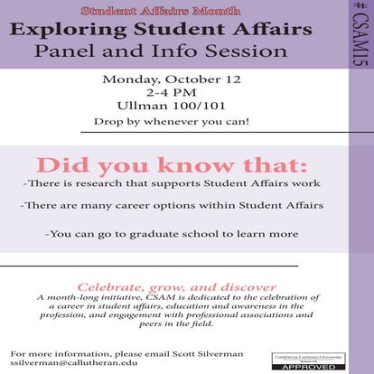 Student affairs career panel poster | PDF