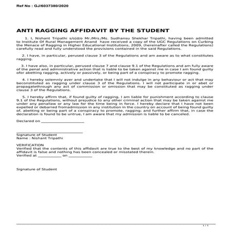 Student affidavit 6037380 | PDF