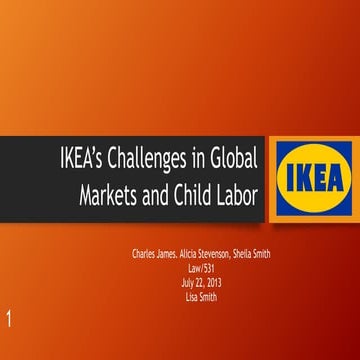 (Student assignment) ikea’s challenges in global markets and child ...