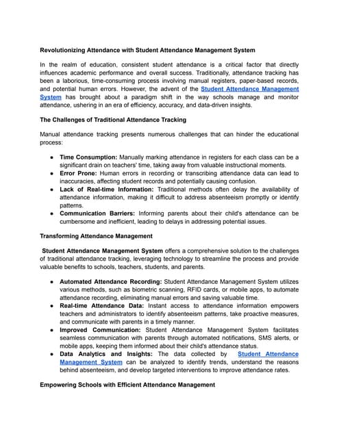 Transforming Educational Institutions with Attendance Management ...