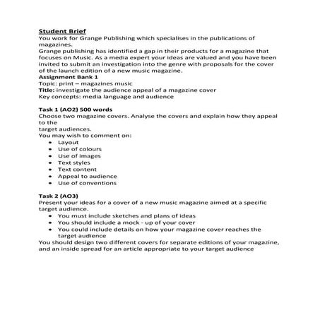 Student brief music magazine | DOCX