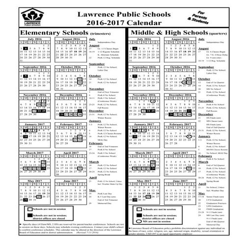 Student calendar 2016 2017 | PDF