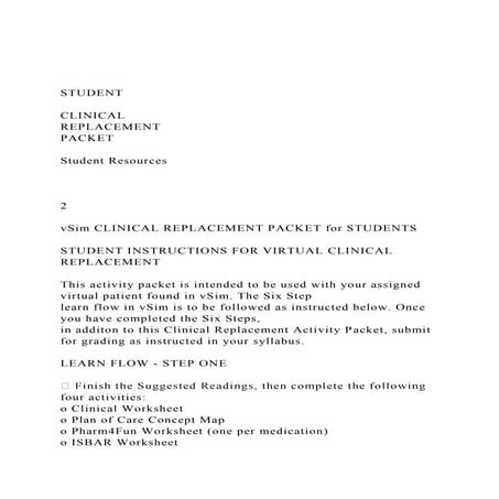 STUDENTCLINICAL REPLACEMENT PACKET Student Resourc.docx