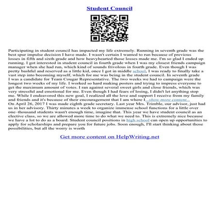 Student Council Essay | PDF | Student Financial Aid | Financial Assistance