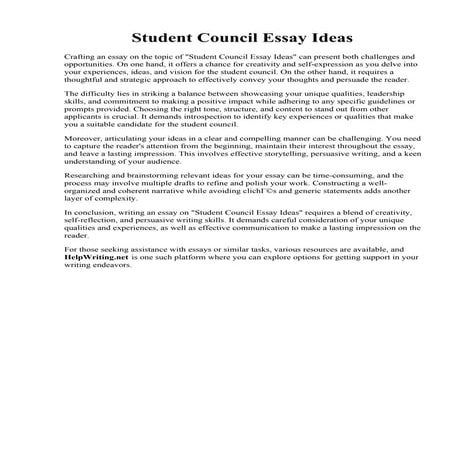 Student Council Essay Ideas | PDF
