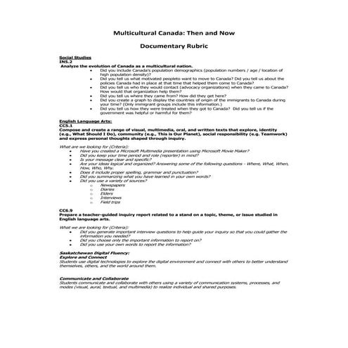 Student created documentary rubric | DOCX