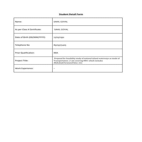Student detail form | PDF