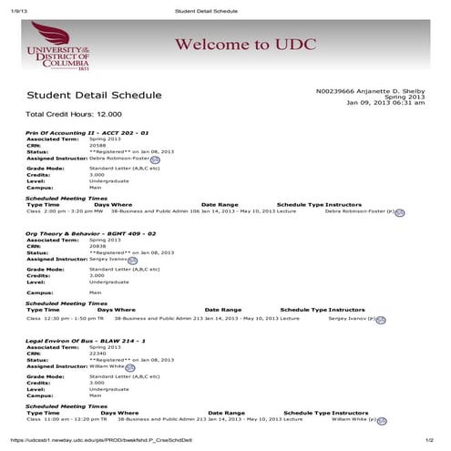 Student detail schedule | PDF